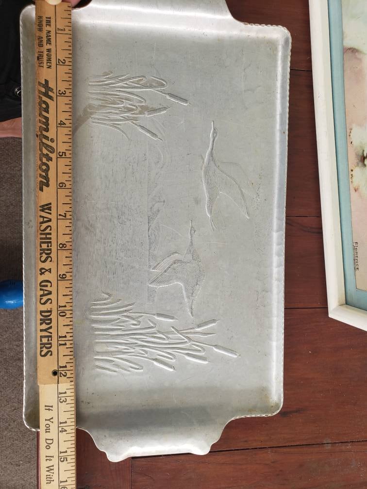 Vintage Forged Aluminum Flying Ducks Serving Tray MCM - Etsy
