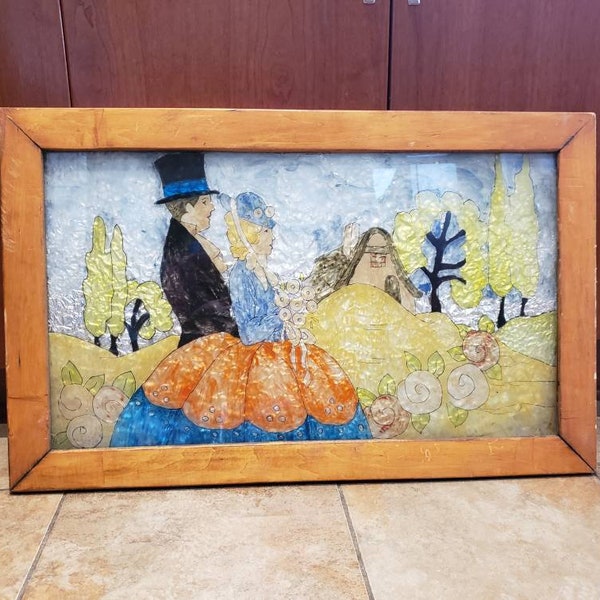 Antique Reverse Painting on Glass - Etsy