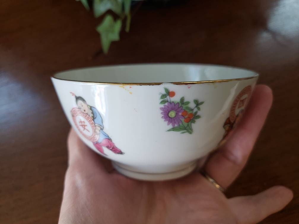 Vintage Chinese Rice Bowl Prosperity Longevity Wealth Luck - Etsy