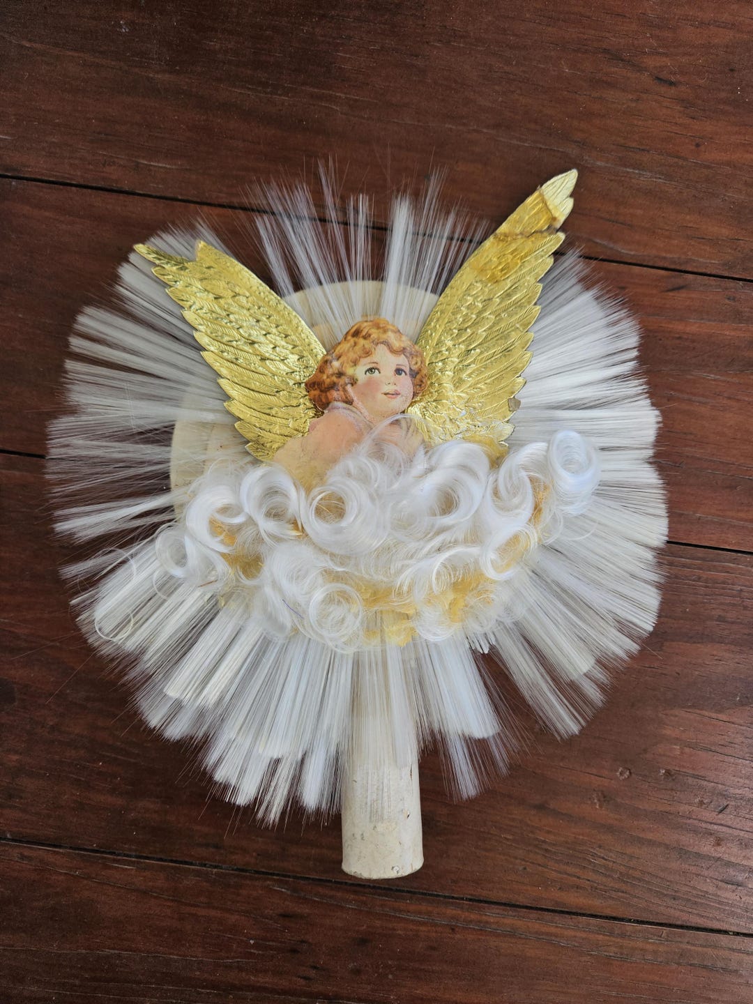Vintage Angel Hair Spun Glass Christmas Tree Topper National Tinsel Co ...