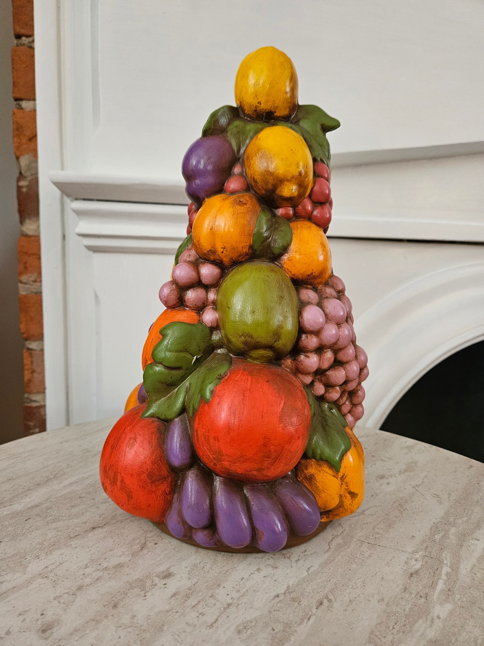 Vintage 1970s Ceramic Fruit Tower Centerpiece Hand Painted American Folk Art - Etsy