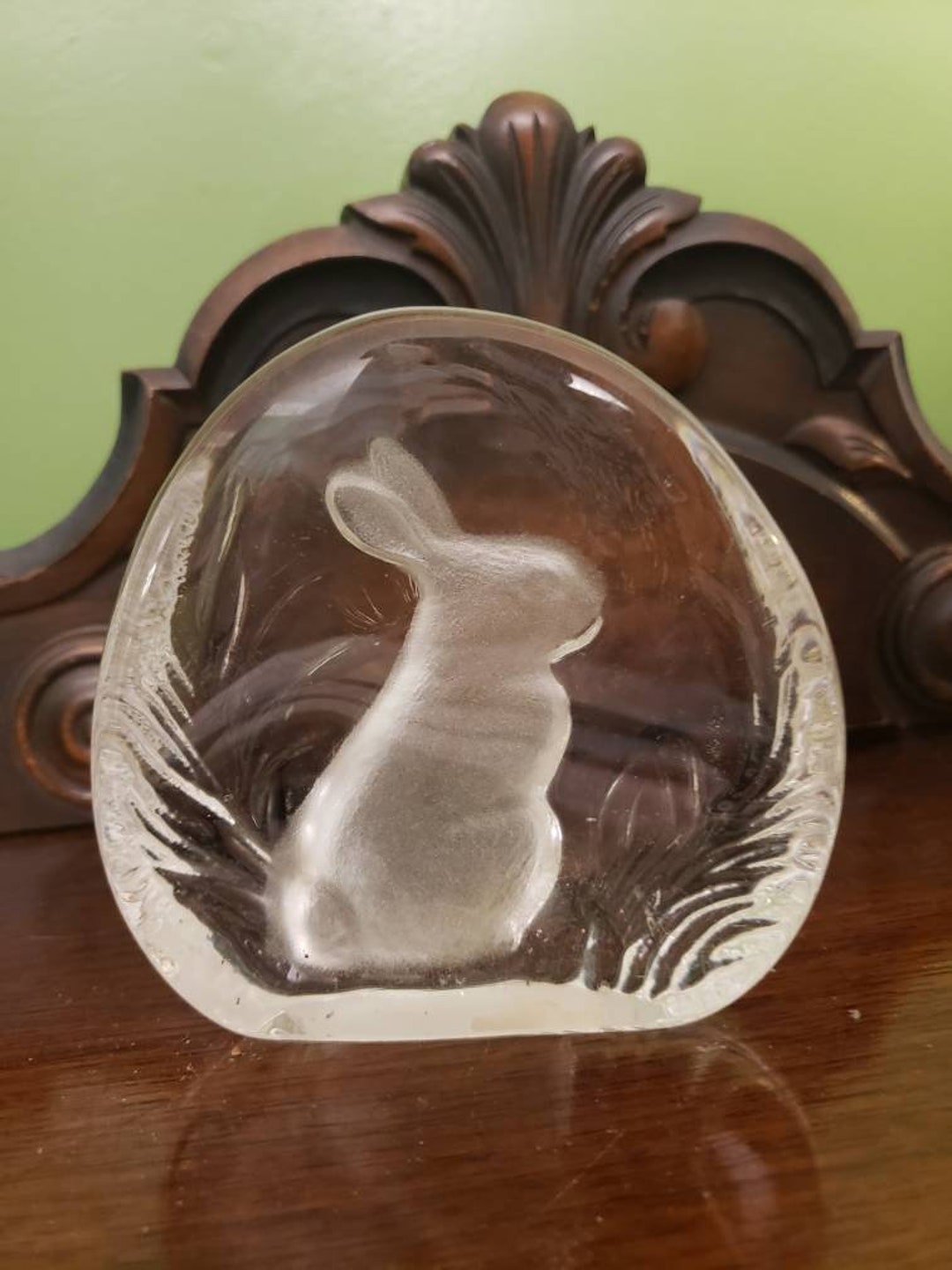 Lead Crystal Bunny Paperweight Zajecar Yugoslavia Glass 1970s Original ...