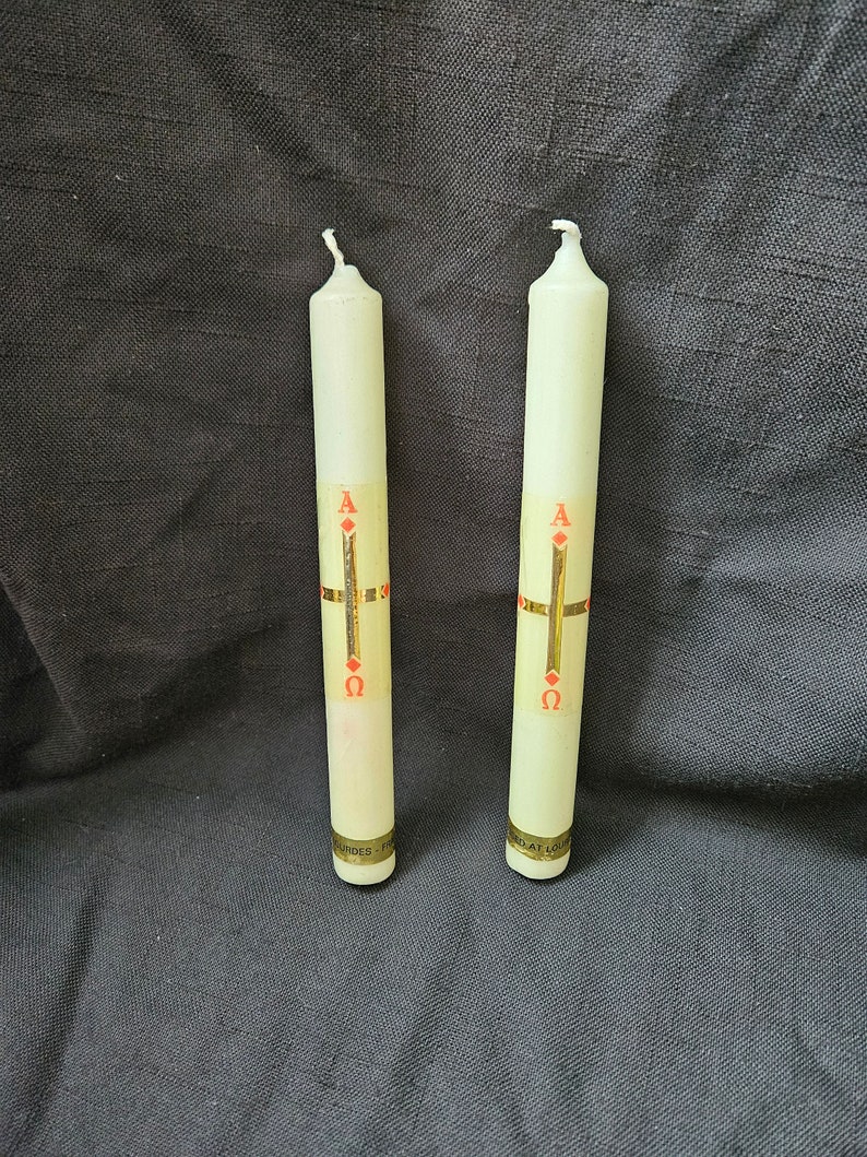 Vintage Paschal Easter Candlesticks Pair Christianity Religious Candles ...