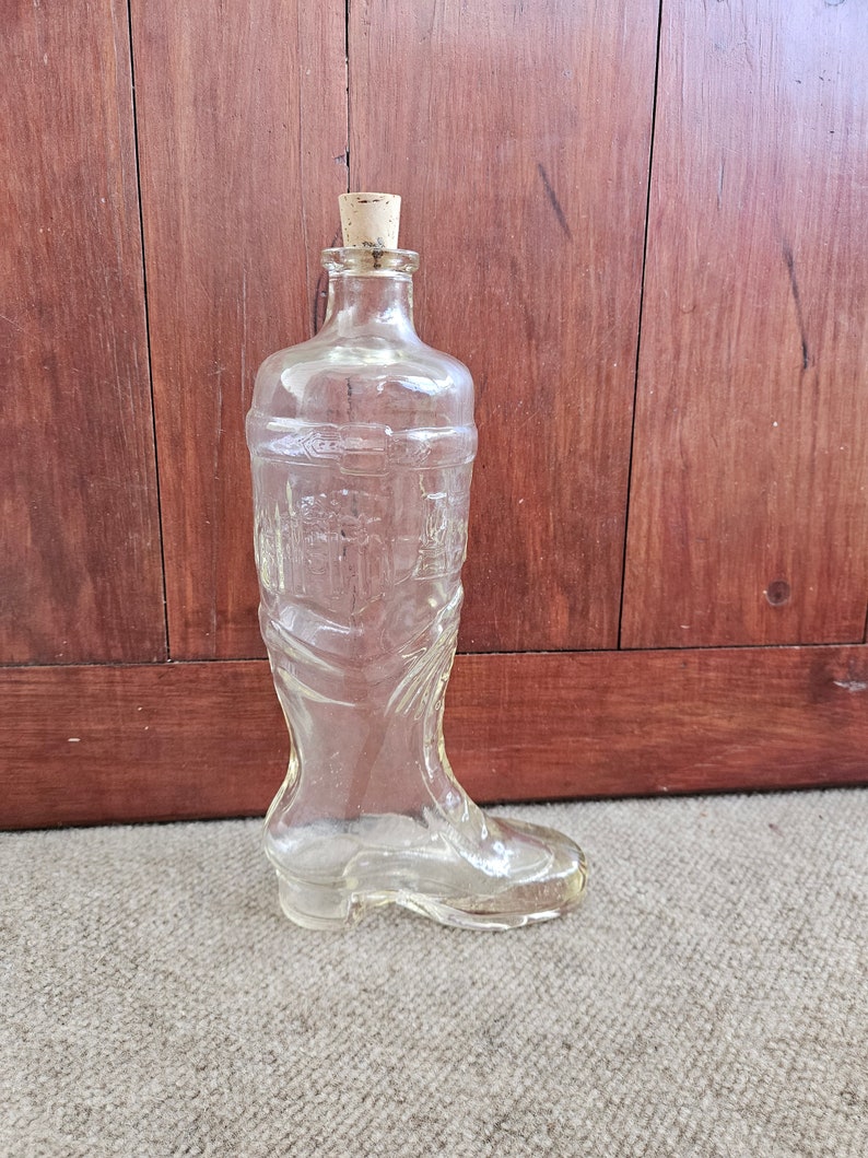 Vintage Cowboy Boot Glass Wine Bottle Made in USA - Etsy