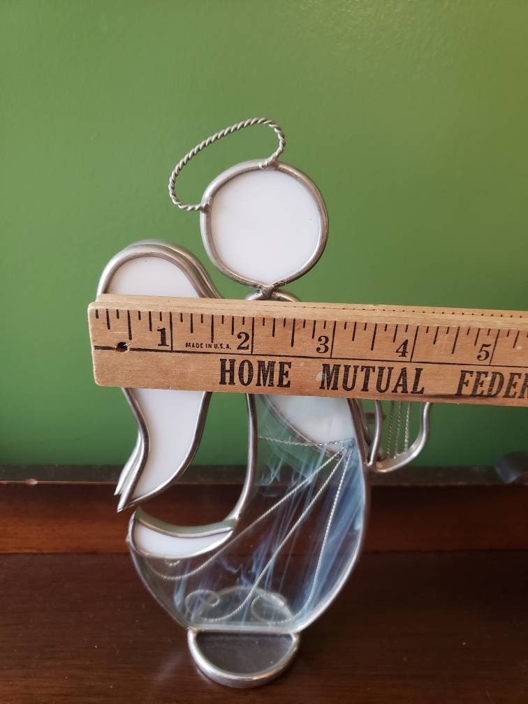 Stained Glass Angel Playing Harp Tabletop Figurine - Etsy