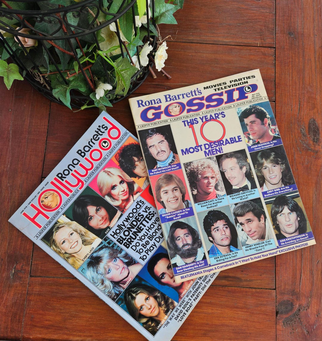 Rona Barrett's Gossip Magazines 1978 Lot of 2 Travolta Reynolds Farrah ...