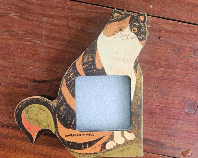 Vintage Warren Kimble Cat Photo Picture Frame Claire Calico 1980s Fetco ...