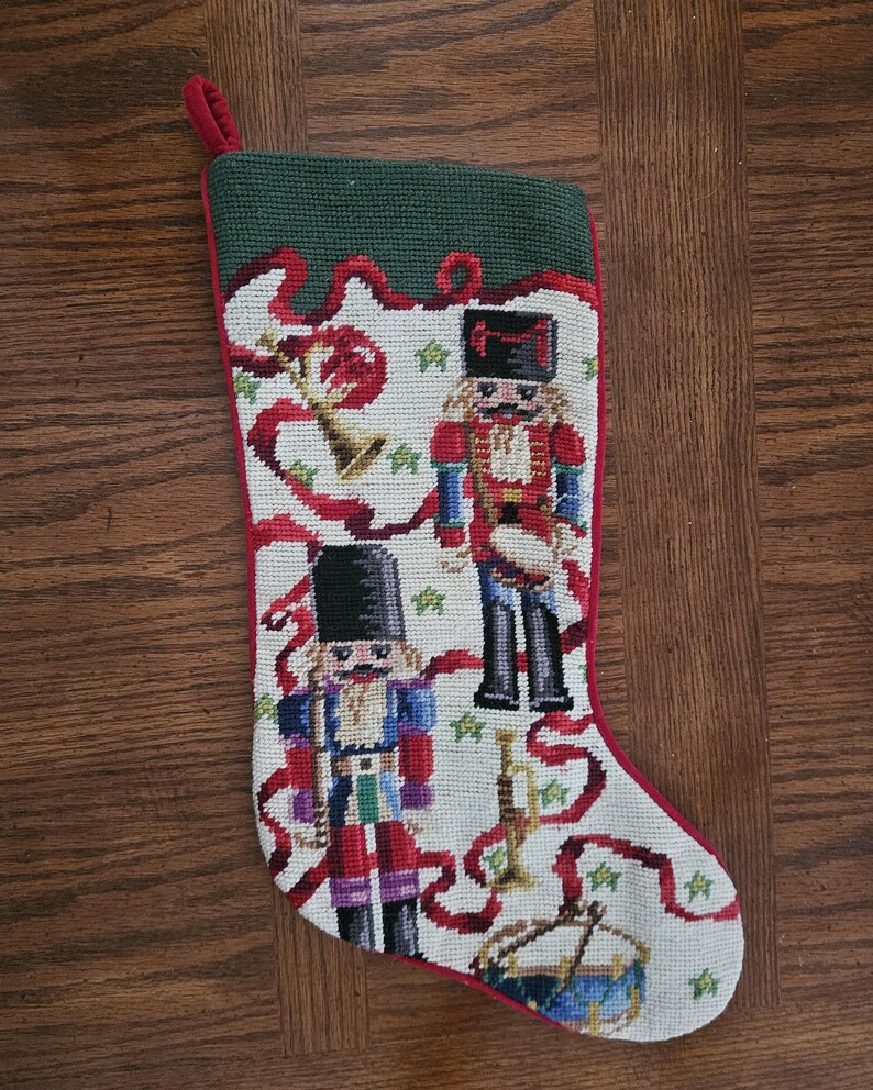 Vintage Wool Needlepoint Christmas Stocking Nutcracker Holiday Decor - Etsy