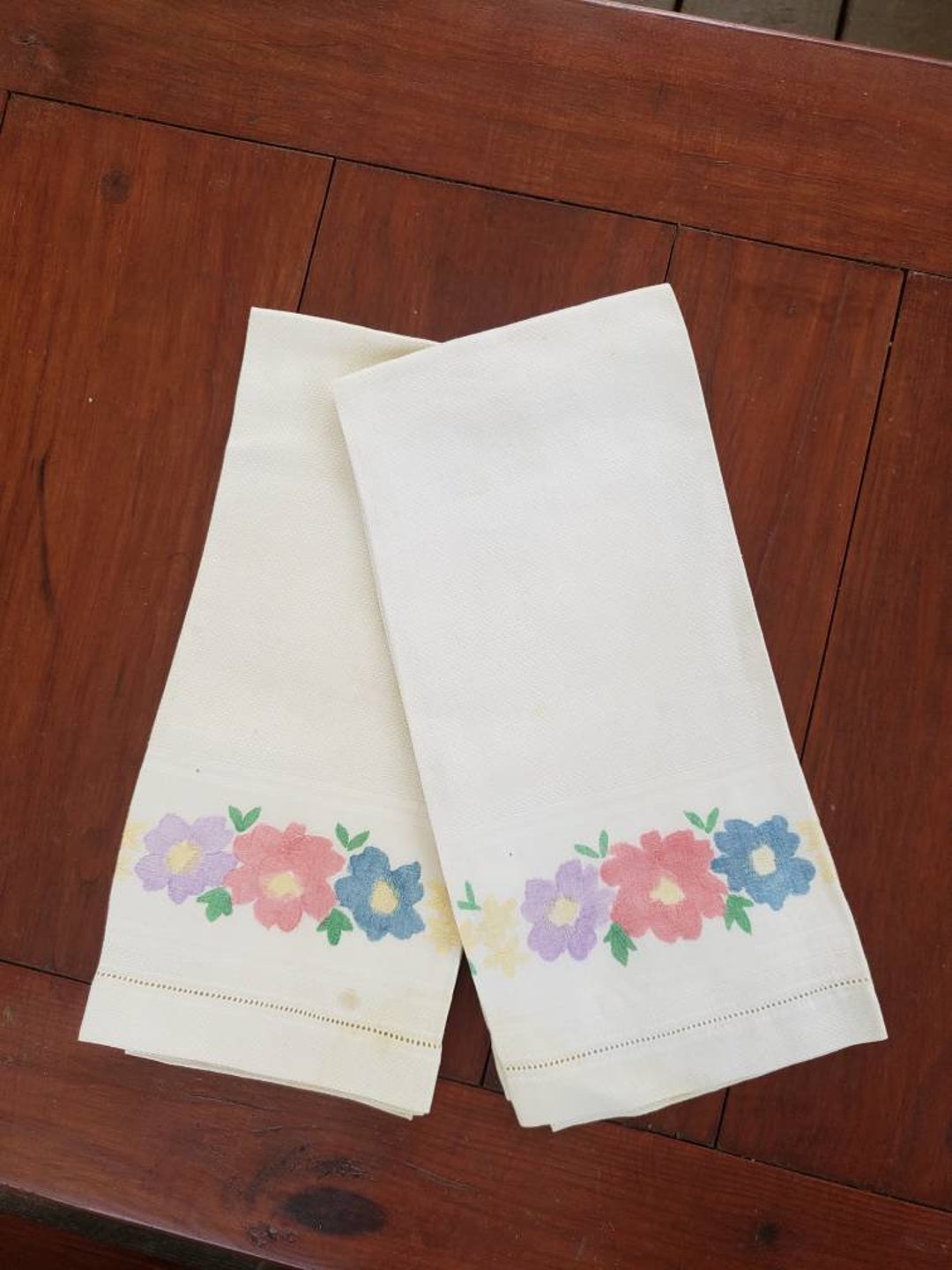 Vintage 1950's Hand-painted Tea Towels Pair - Etsy