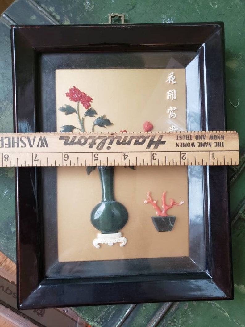 Vintage 3D Japanese Shadow Box Carved Jade Art - Etsy