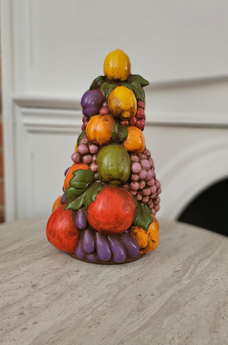 Vintage 1970s Ceramic Fruit Tower Centerpiece Hand Painted American Folk Art - Etsy