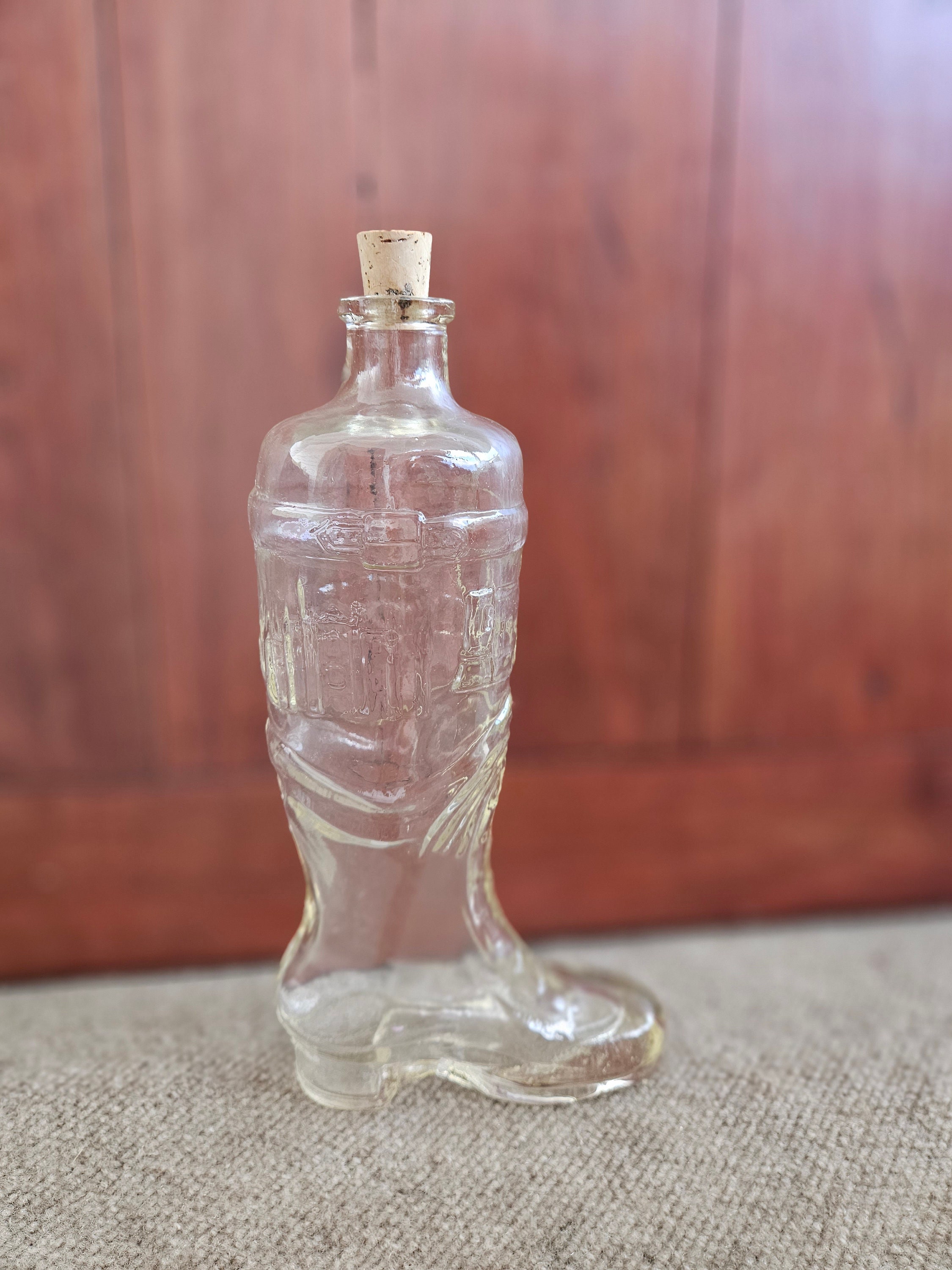 Vintage Cowboy Boot Glass Wine Bottle Made in USA - Etsy