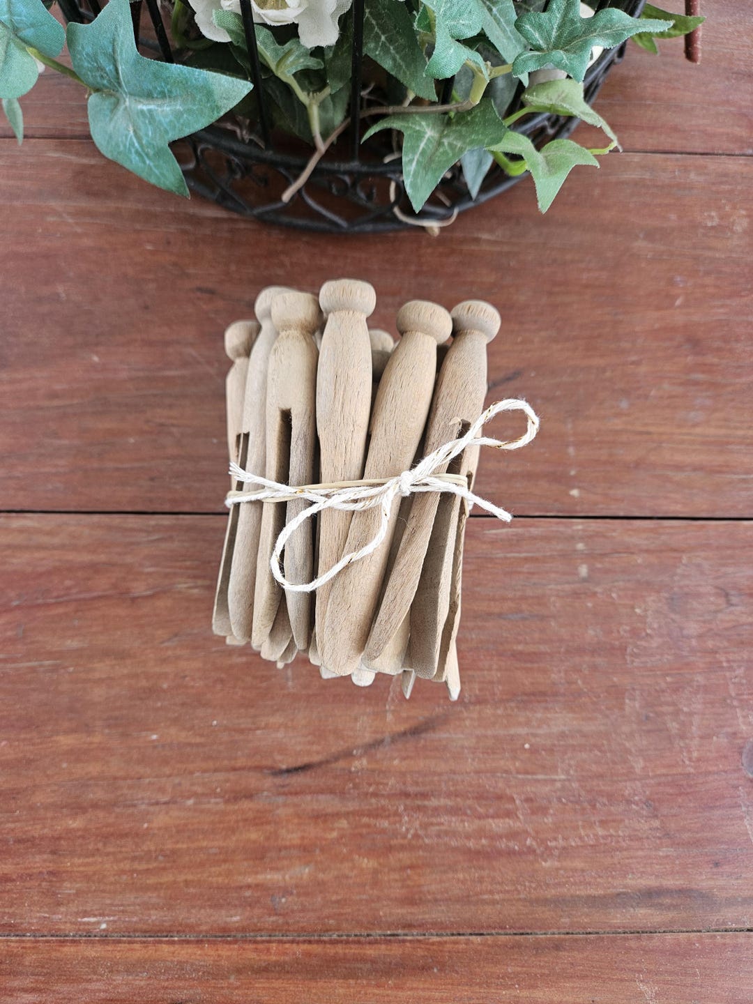 Vintage Wooden Clothes Pins, Wood Clothes Pins, Lot of 20 Laundry ...