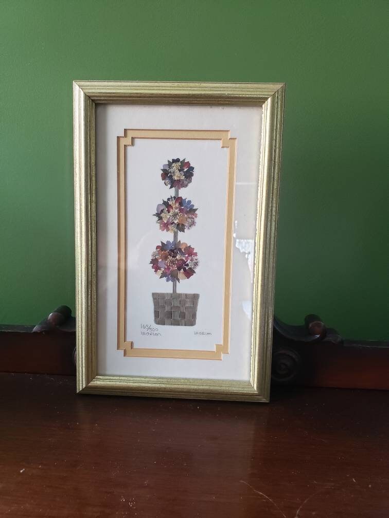 Pressed Flower Collage by Marion Signed Topiary Framed Matted - Etsy