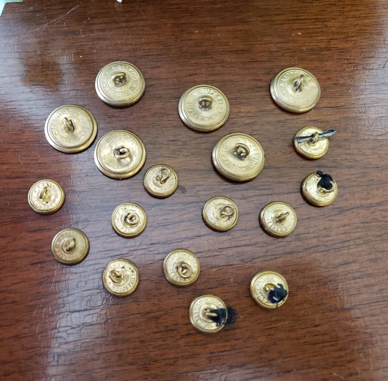 Vintage Metal "fd" Fire Department Uniform Shank Buttons Superior ...