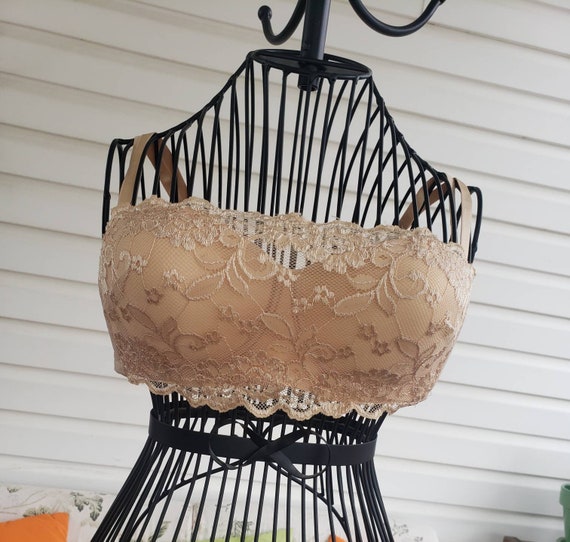 Vintage Lace Bra Lingerie Convertible Nude Bra - Gem