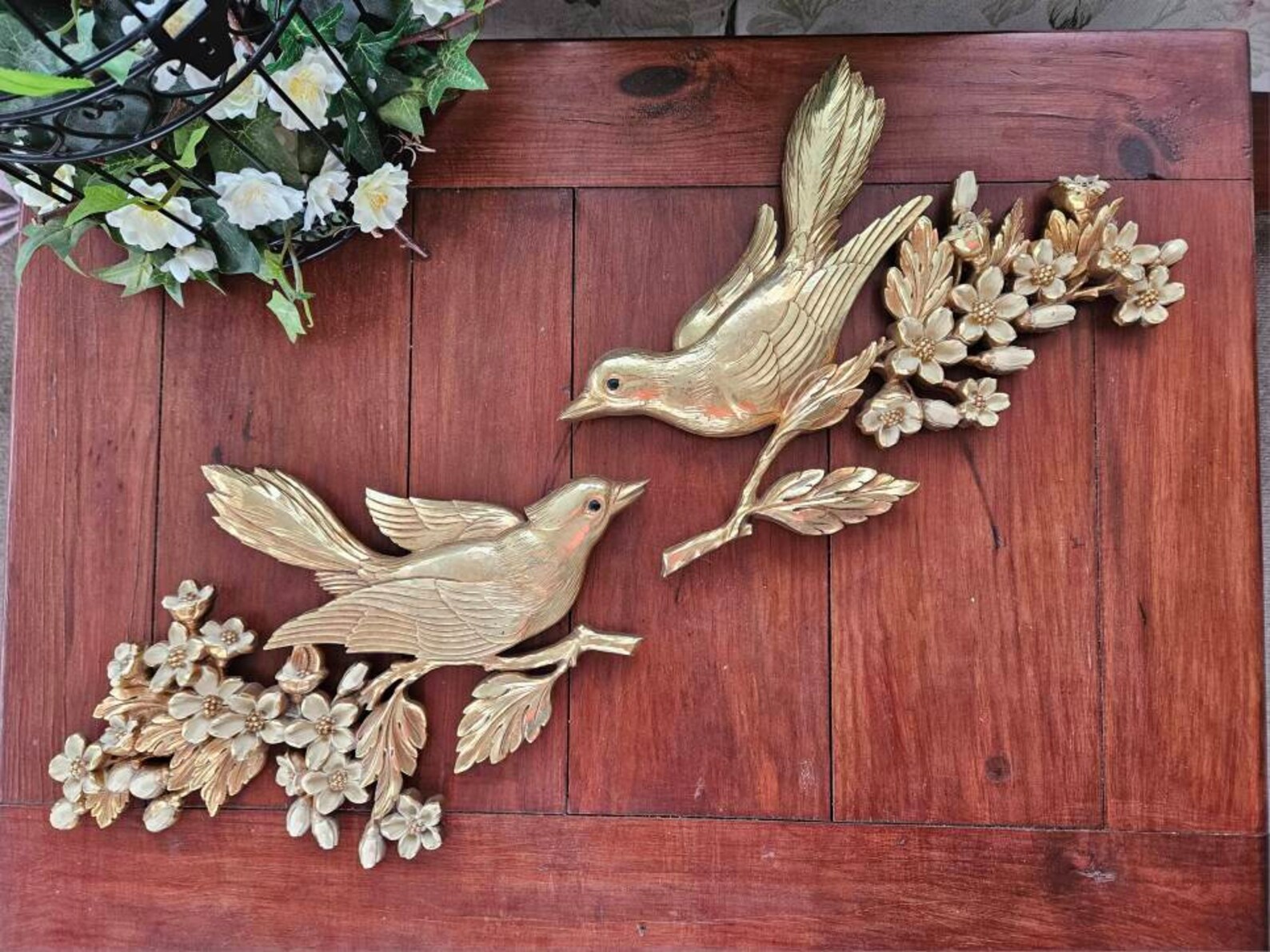 Vintage Syroco Dogwood Flower Bird Wall Hanging Duo 1960s - Etsy