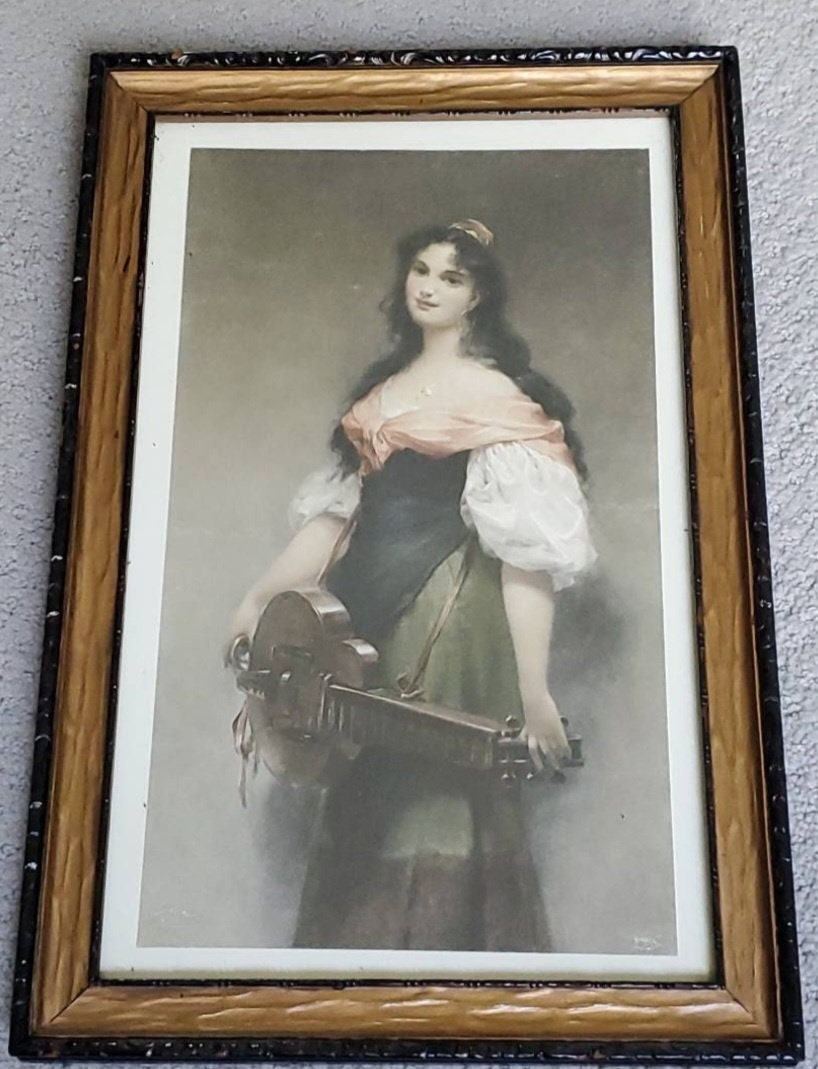 Fishel Adler & Schwartz Woman Carrying Violin Antique Print Framed ...