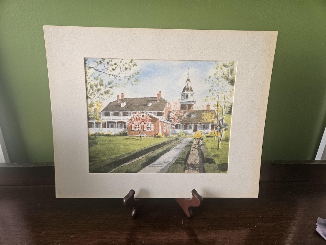 Vintage Davis Gray’s Watercolor Hand Painted Print Old Economy Ambridge ...
