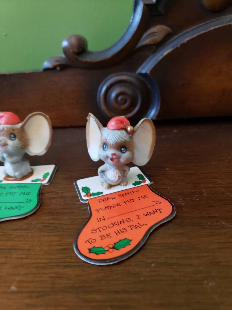 Vintage Enesco Christmas Mice Stocking Pals 1980 Set of 2 - Etsy