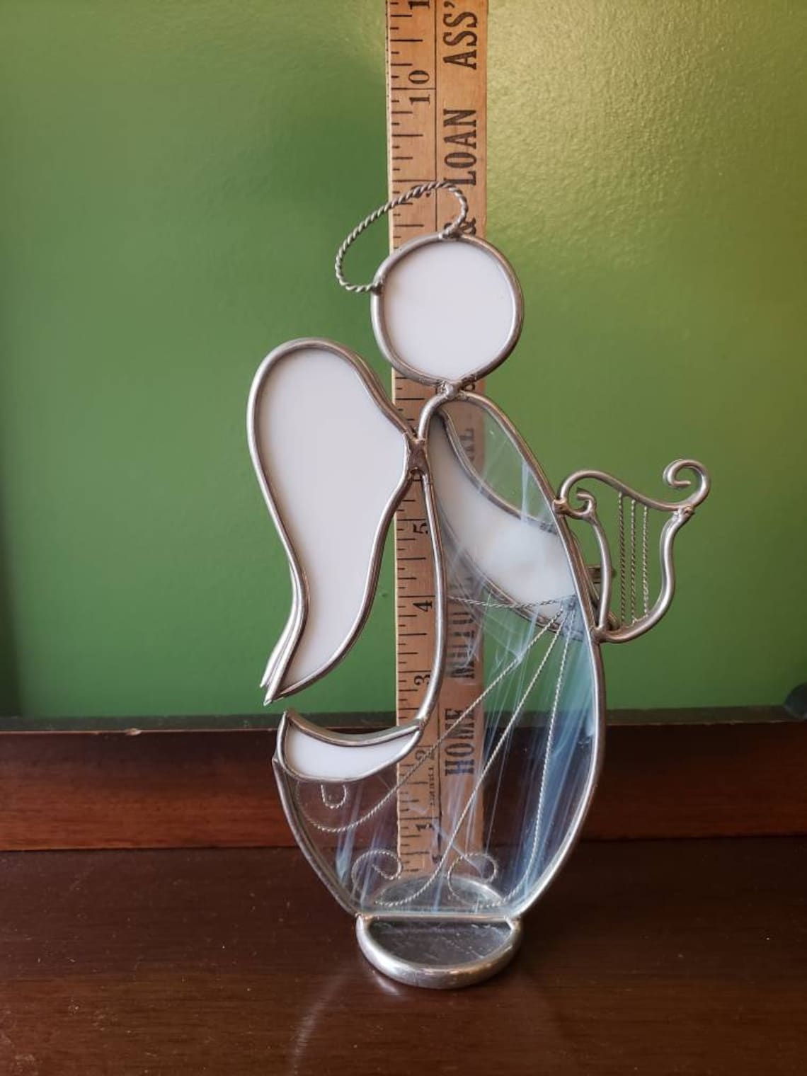 Stained Glass Angel Playing Harp Tabletop Figurine - Etsy