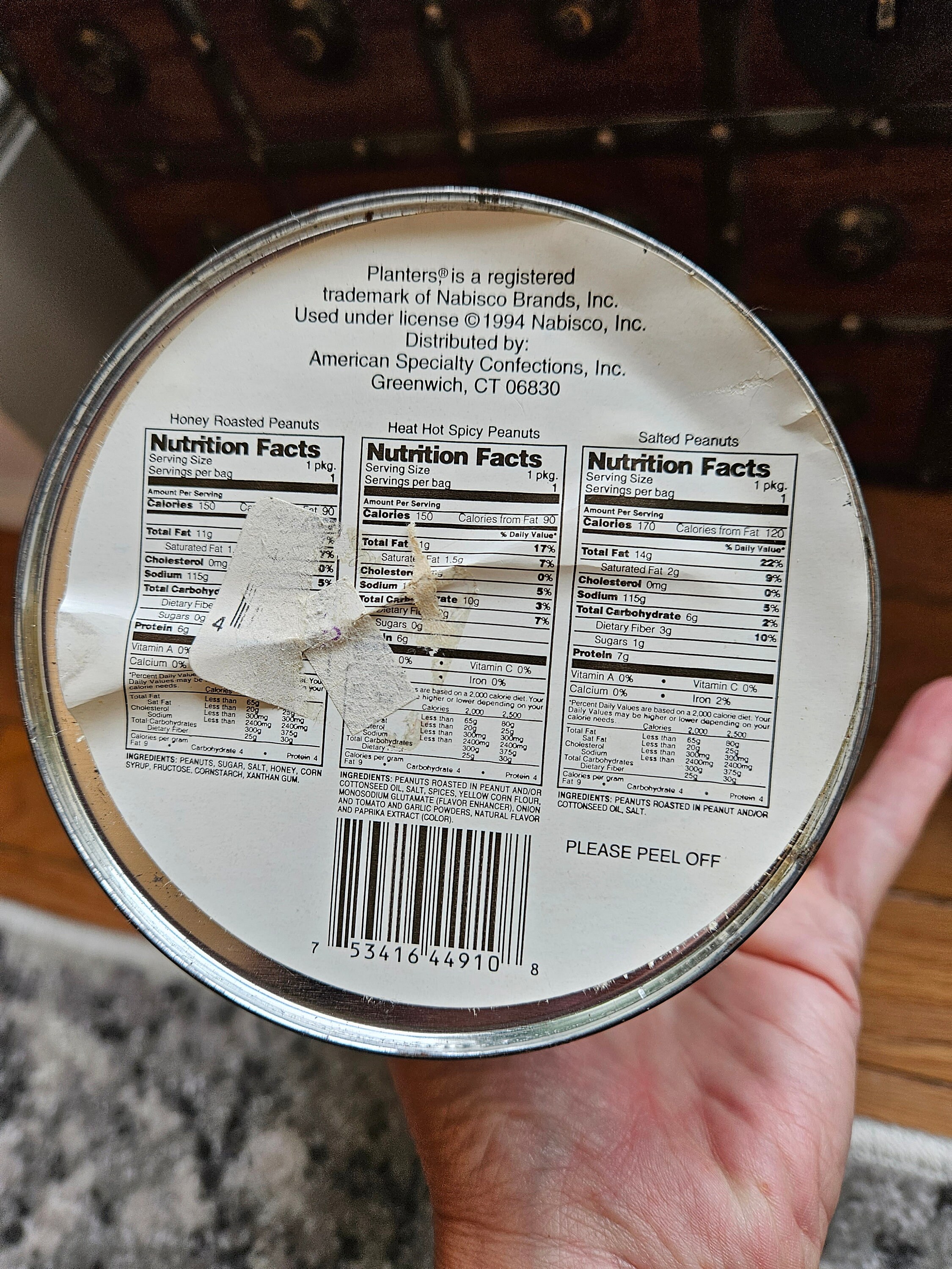 Planters Peanuts Mr. Peanut Collectible Tin 1994 the Nickel Lunch 10 ...