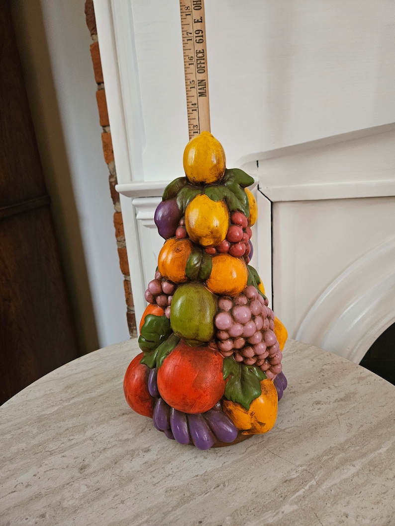 Vintage 1970s Ceramic Fruit Tower Centerpiece Hand Painted American Folk Art - Etsy