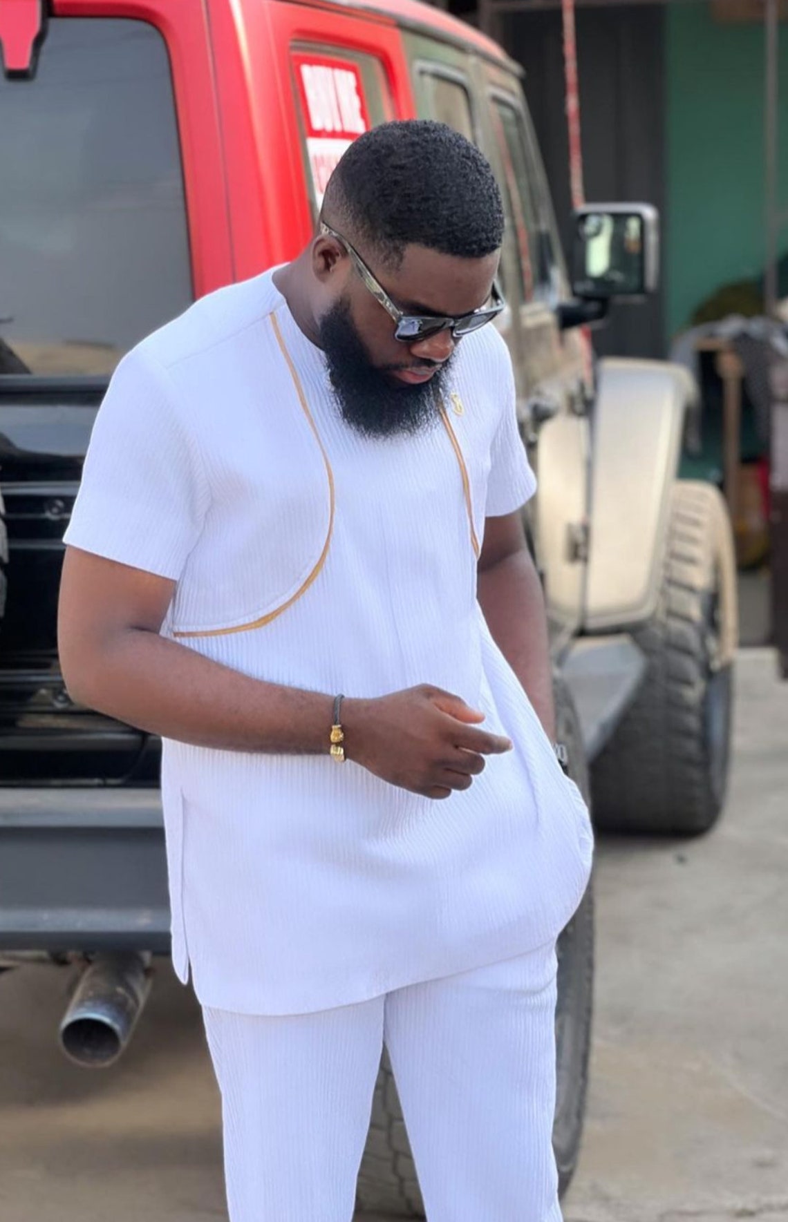 African White Kaftan Top and Pants Set Dashiki Mens Wear - Etsy