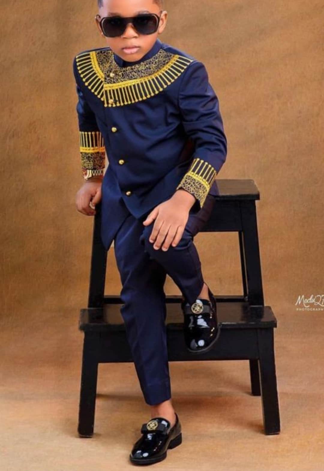 African Kaftan Suit Kids Boys, Dashiki Family Wedding Suit, Traditional ...