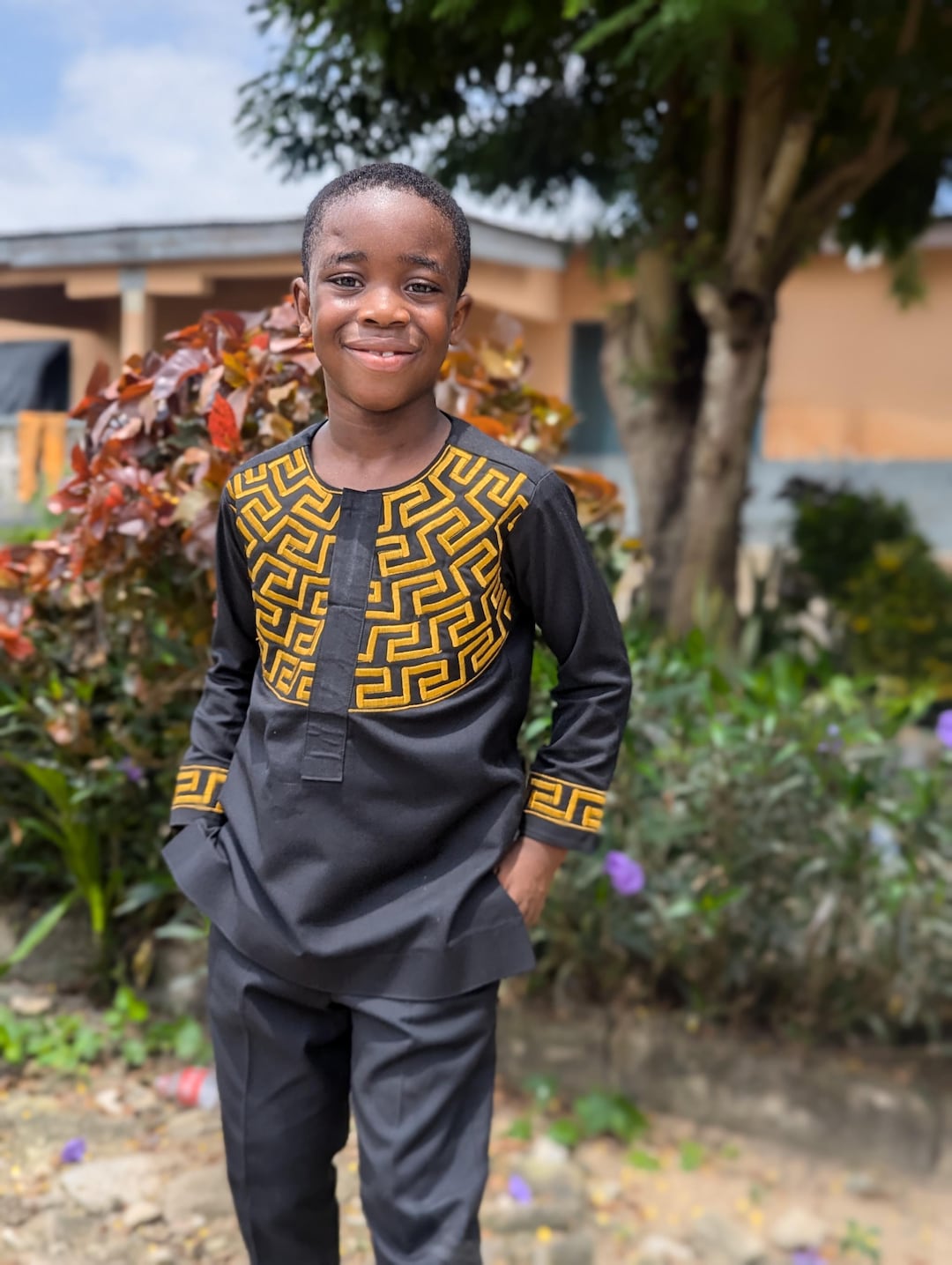 African Embroidery Kaftan Suit Kids Boys, Dashiki Family Wedding Suit ...
