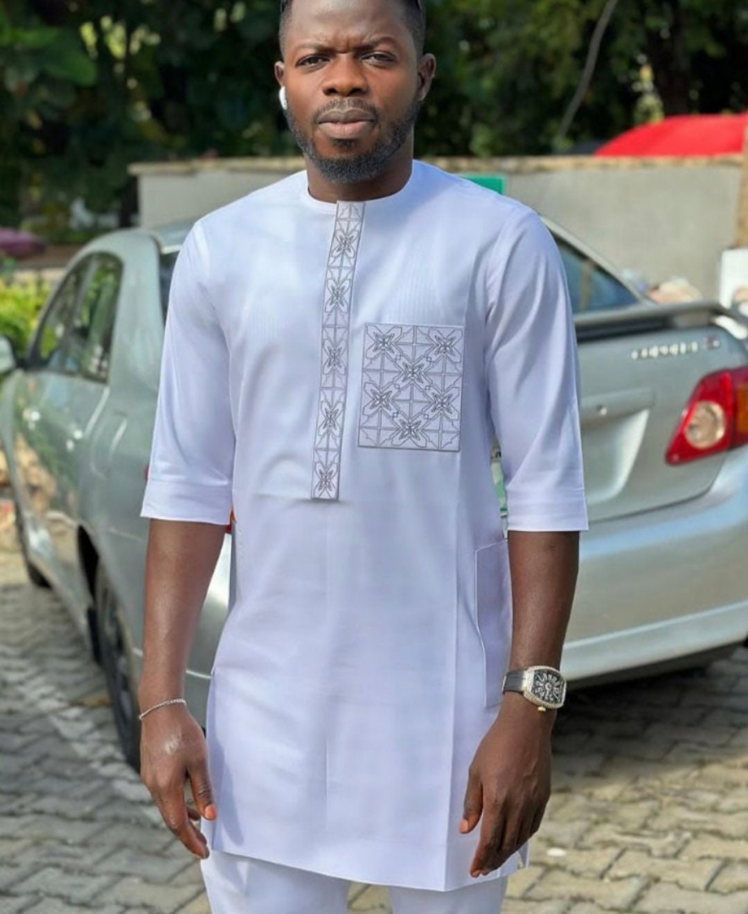 Men White African Suit, African Men Suit, African Men Clothing, African ...