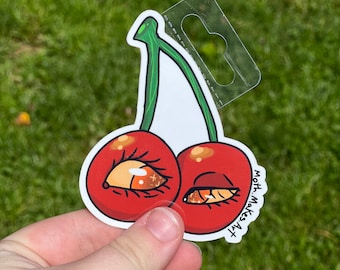 Gouache Cherry Vinyl Glossy Sticker - Etsy