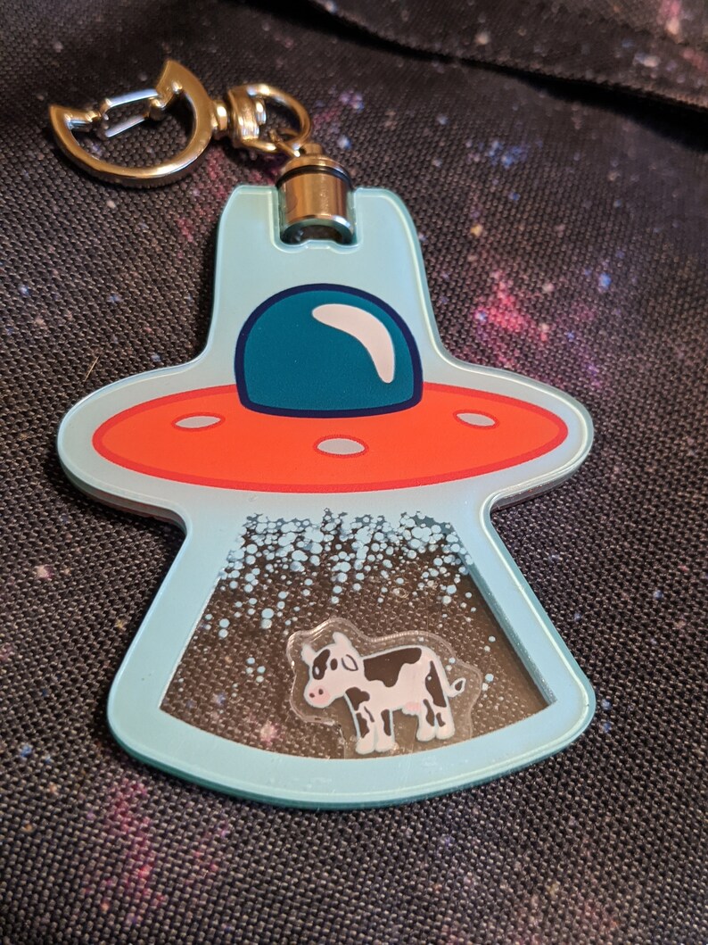 Alien UFO Acrylic Shaker Charm Light-up Keychain - Etsy