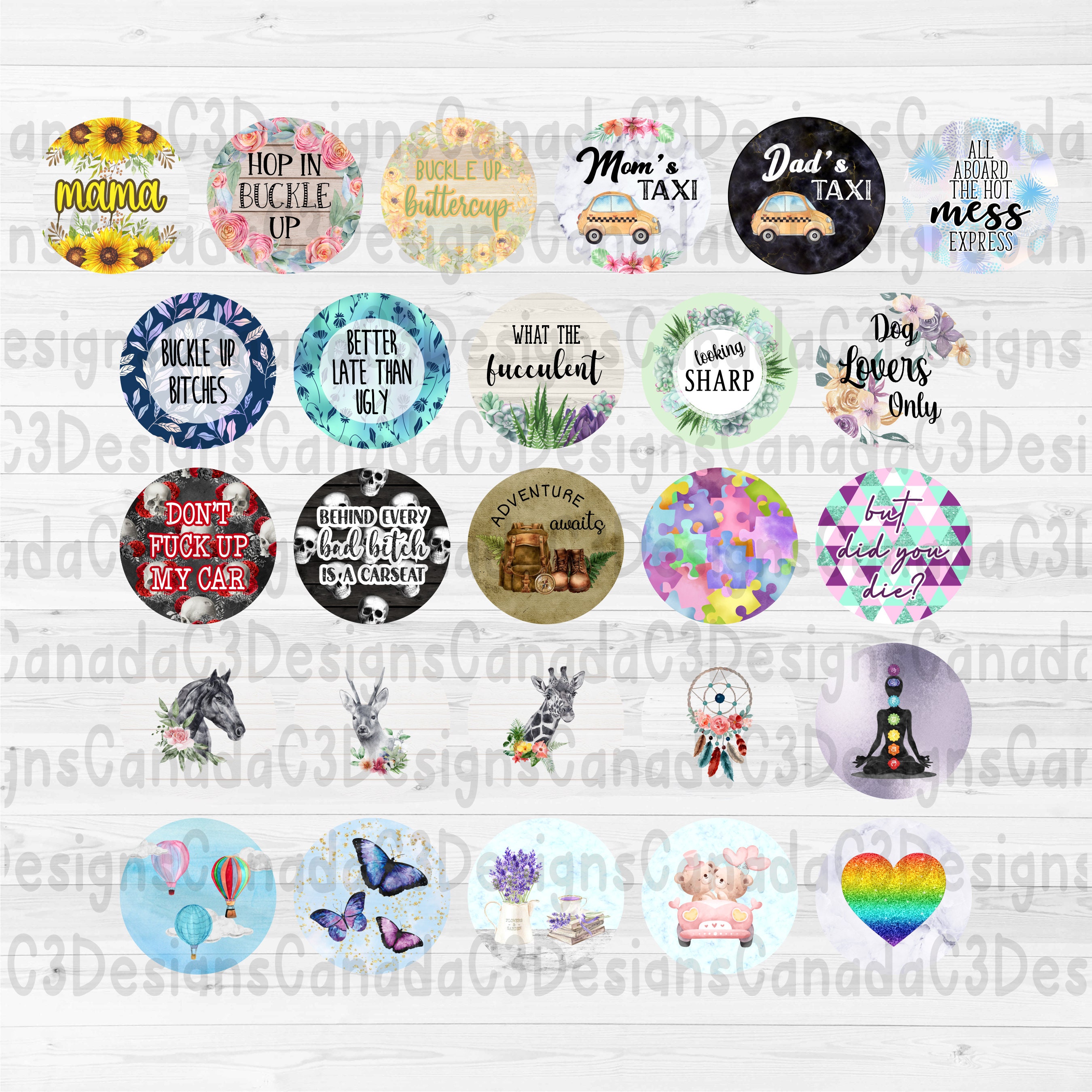 Car Coaster PNG Bundle, Car Coaster Sublimation Bundle, Car Coaster ...