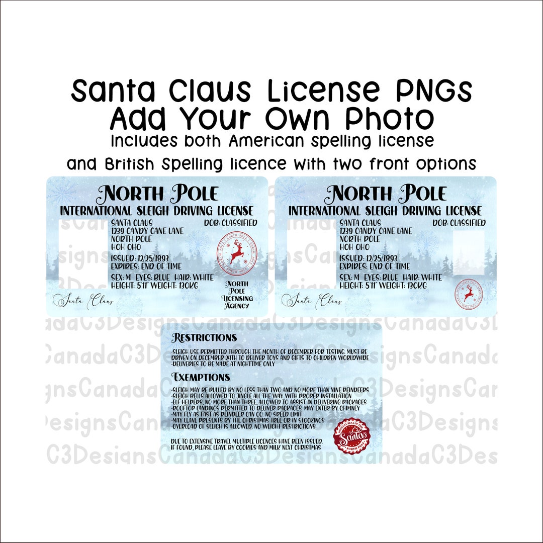 Santa Claus License PNG Sublimation - Santa License PNG Sublimation ...