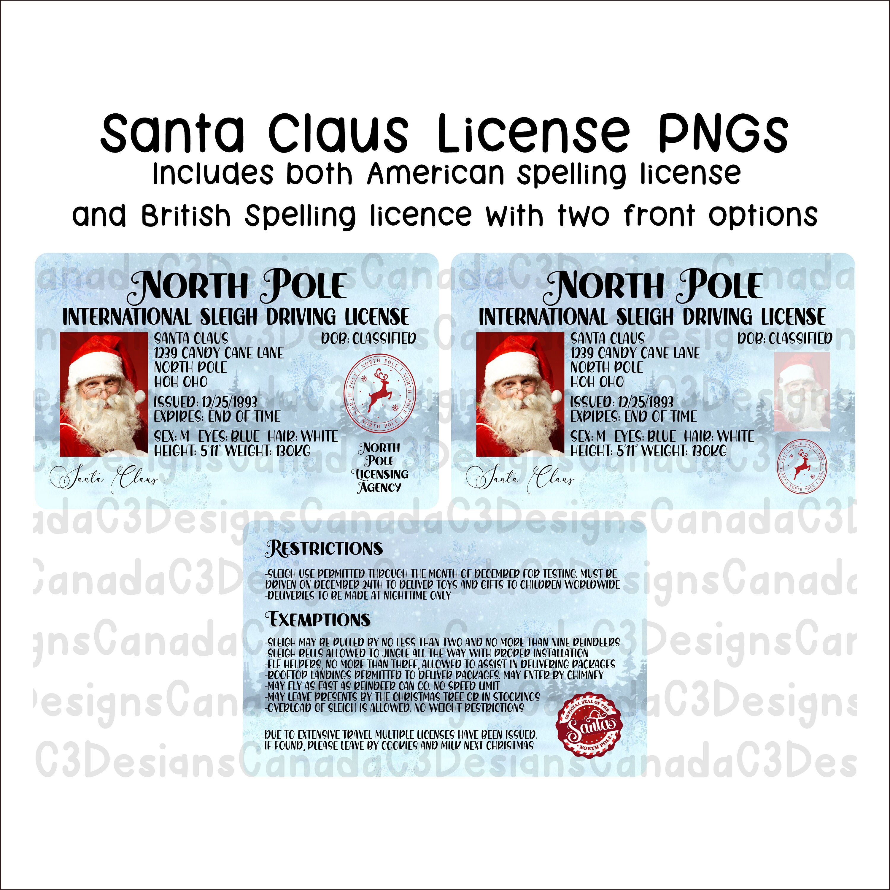 Santa License PNG Sublimation - Santa Claus License PNG Sublimation ...
