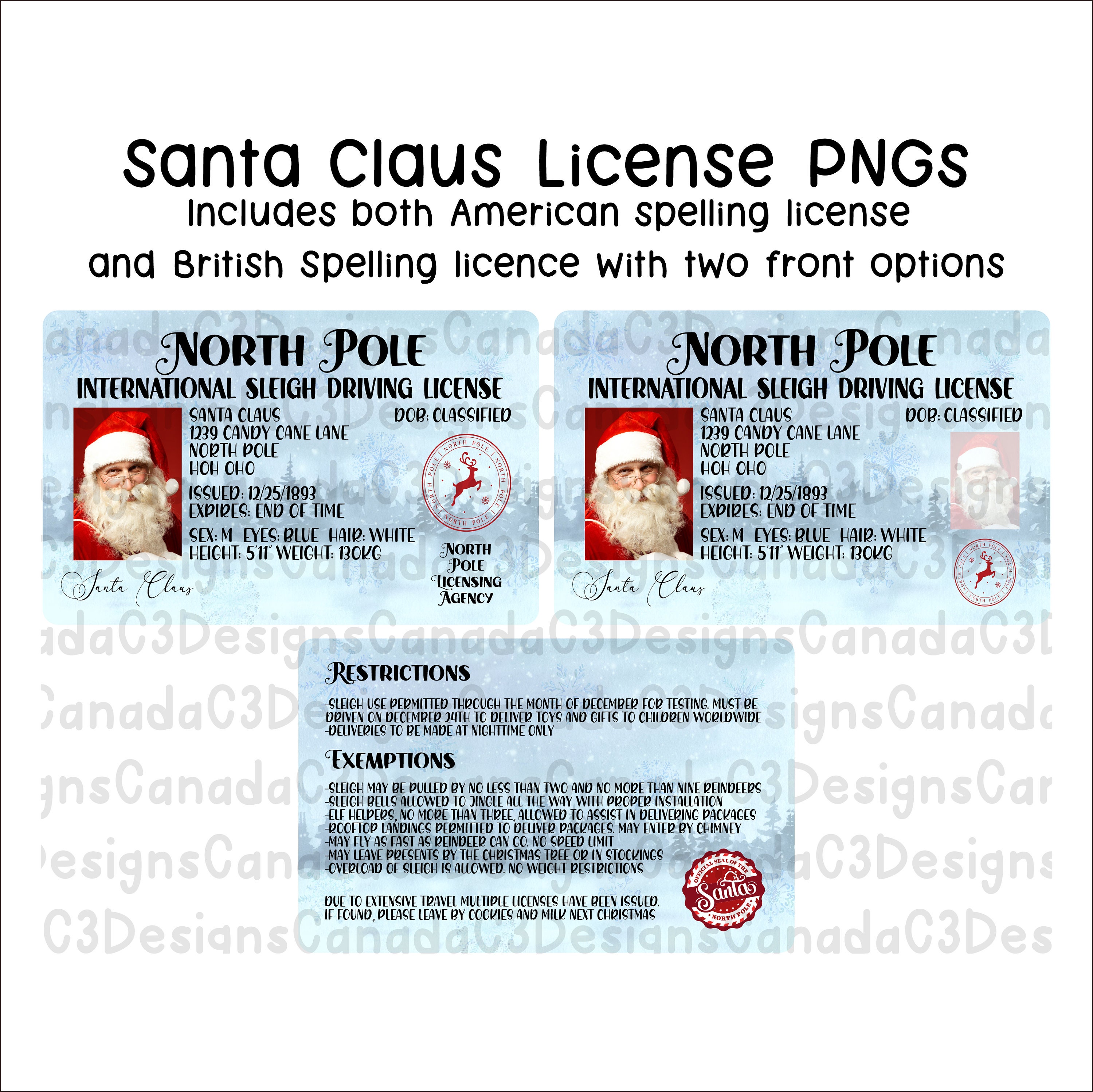 Santa Licence PNG Sublimation - Santa Claus Licence PNG Sublimation ...