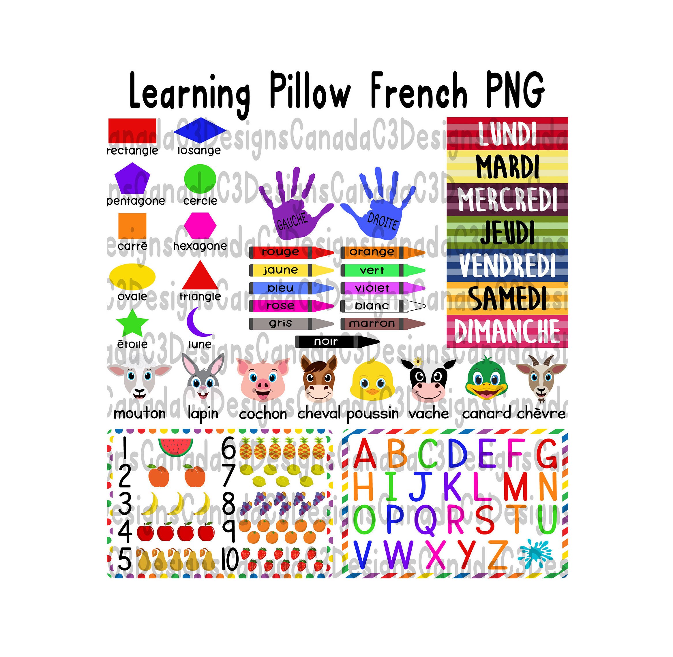 Learning Pillow French PNG Educational Pillow Sublimation - Etsy