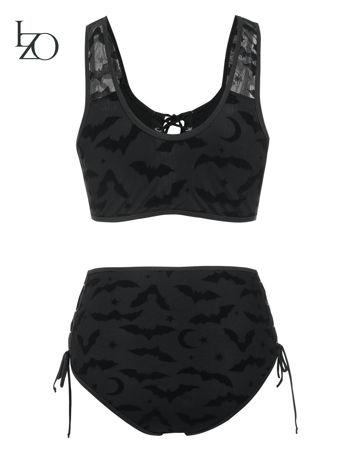Goth Bikini Plus Size, Bat Bikini, Crescent Moon and Star Bikini, Lace ...