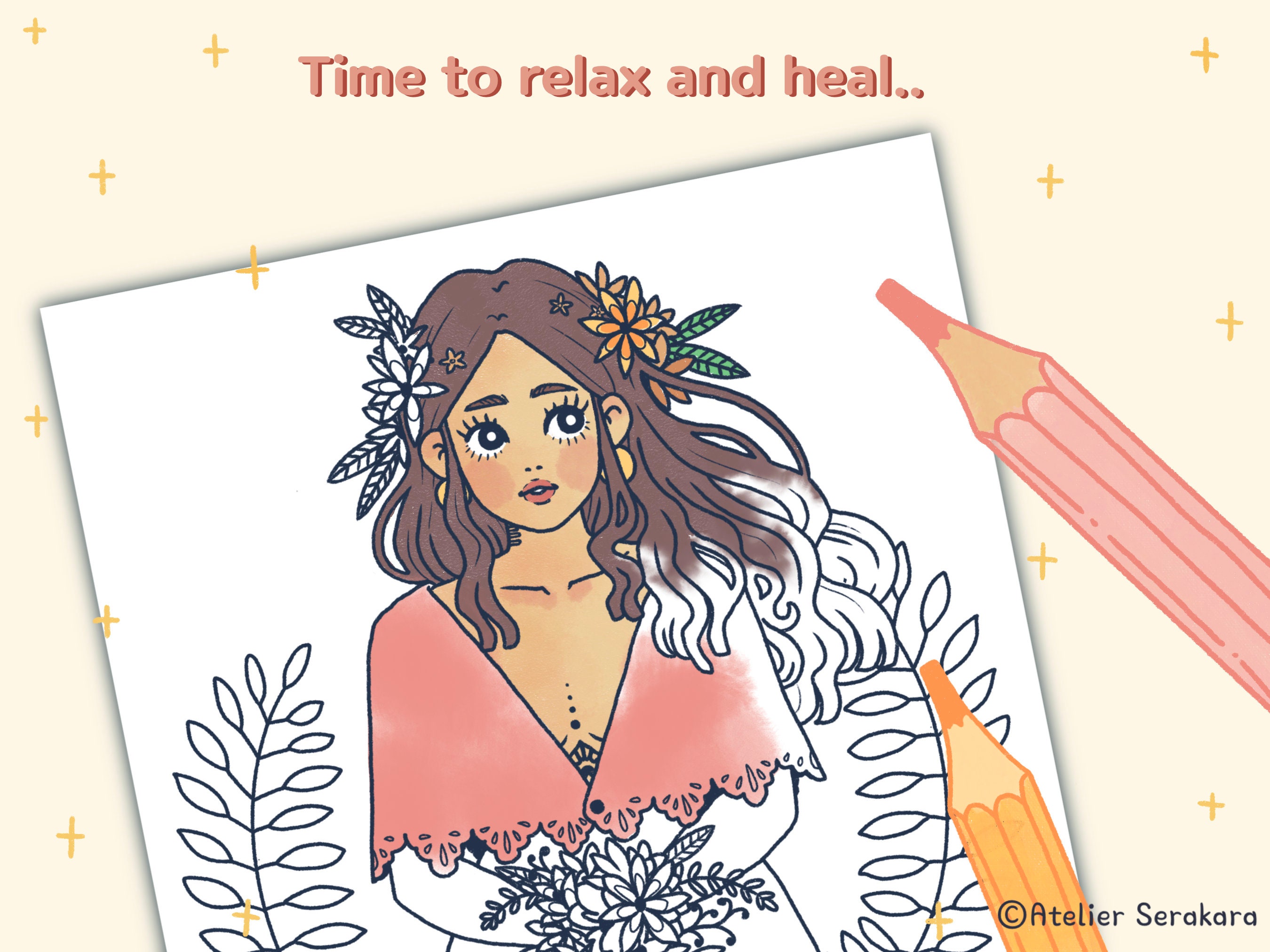 Digital Coloring Sheets Handmade Illustrations by Atelier Serakara 10 ...