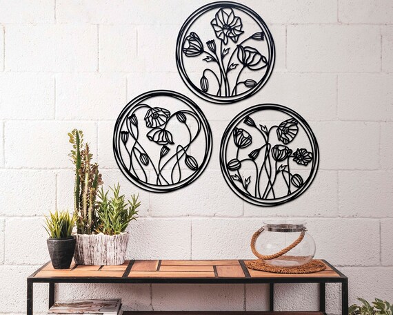 Poppy Flower Metal Wall Decor Metal Wall Art Above Bed | Etsy