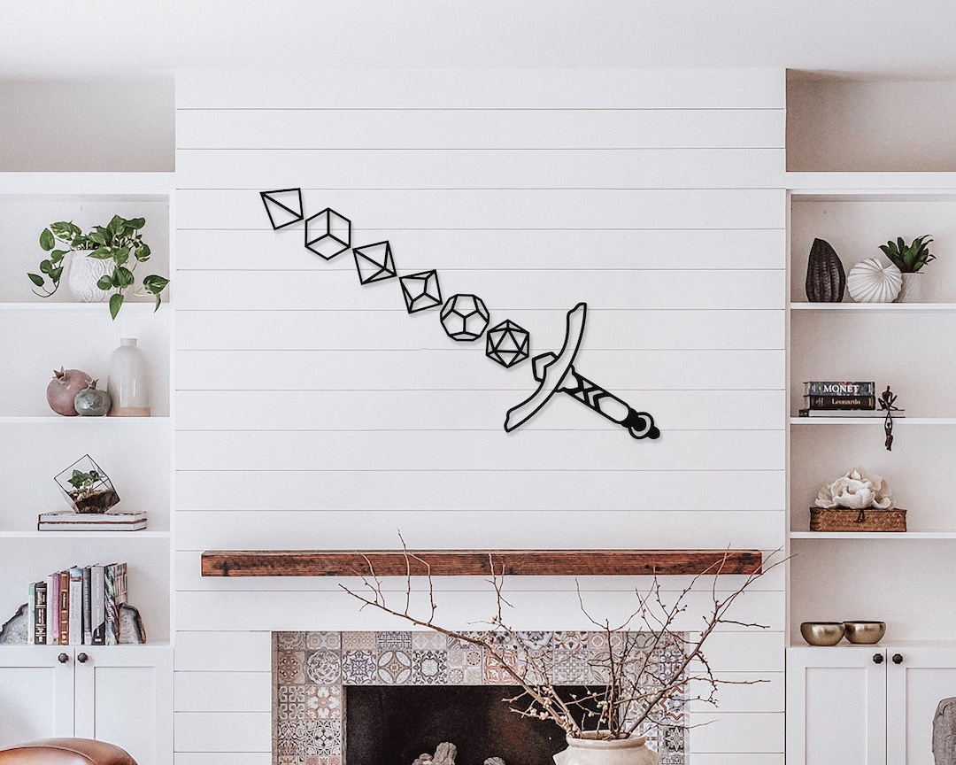Metal Dice Wall Decor, Sword Wall Art, Christmas Gift, Game Room Sign ...