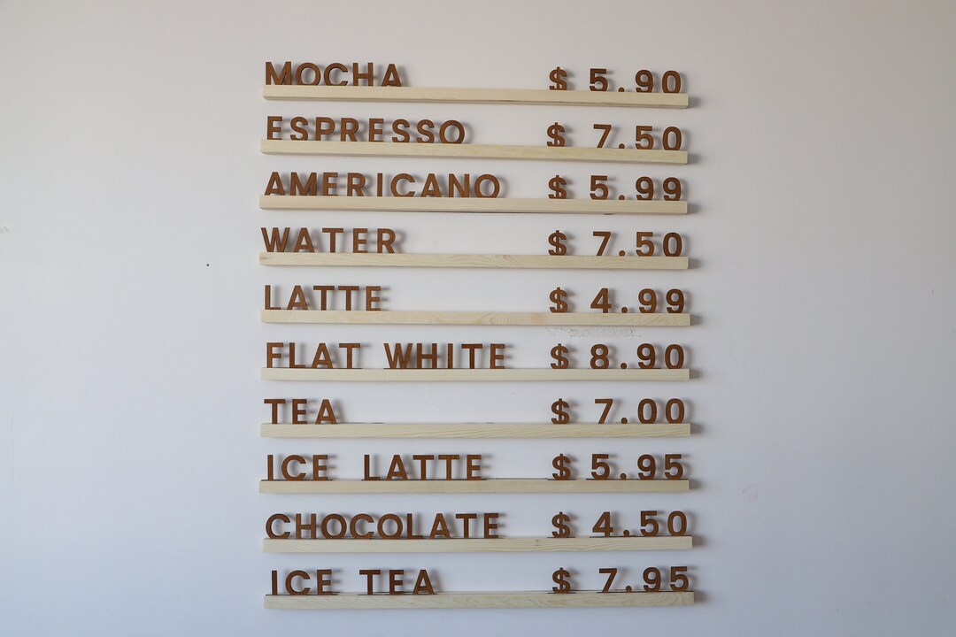 Custom Cafe Menu Board: Wall Mounted Wood Letter Display - Etsy