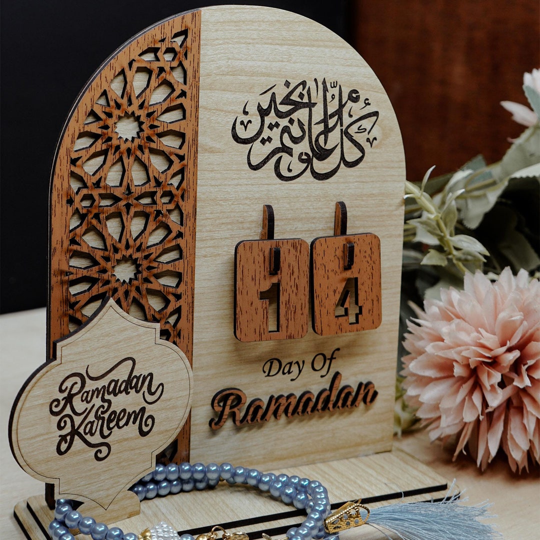 Wood Ramadan Calendar, Ramadan Mubarak Decor, Islamic Table Sign ...