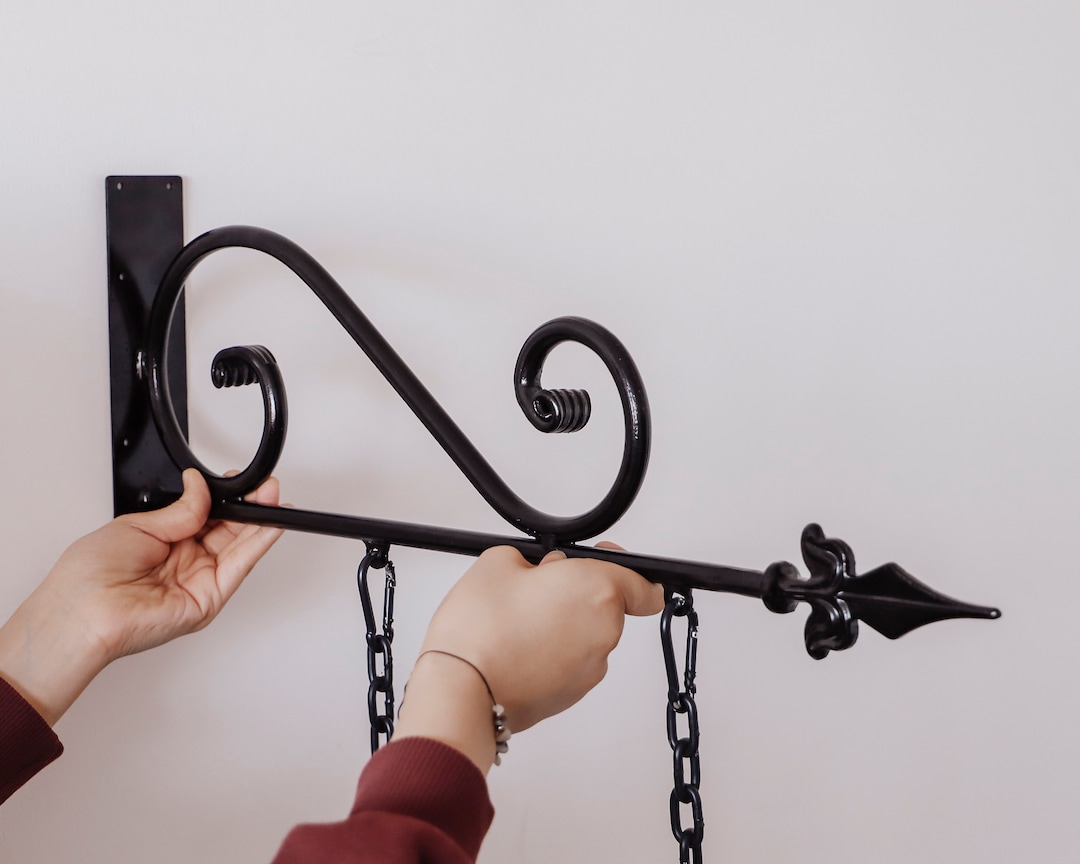 Wrought Iron Scroll 23, Hanging Bracket, Sign Bracket Holder, Outdoor ...