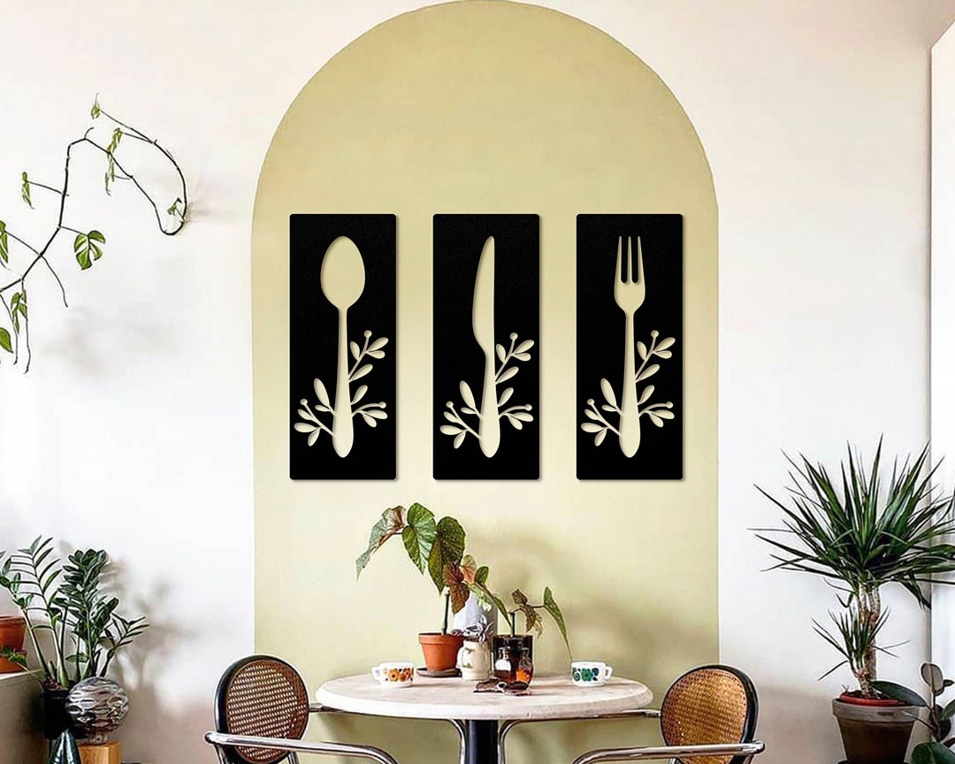 Knife Spoon Fork, Kitchen Wall Decor, Set of 3 Kitchen Wall Decor ...