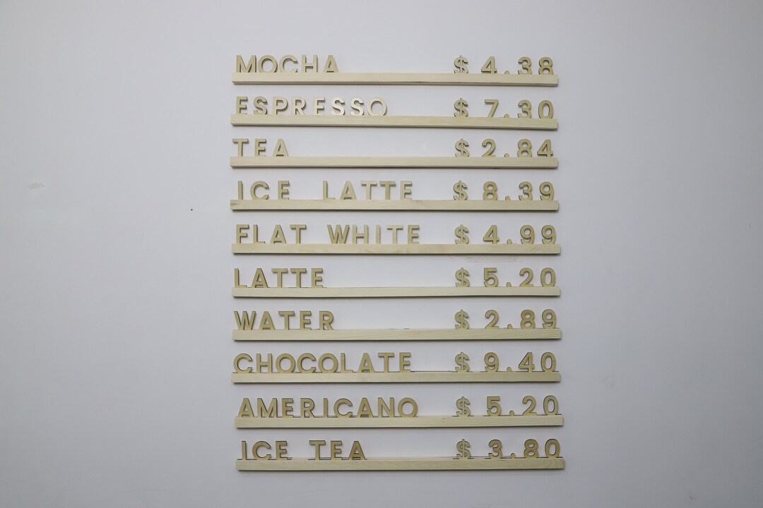 Custom Menu Board, 27" Wood Rail, Changeable Cafe Menu Display ...