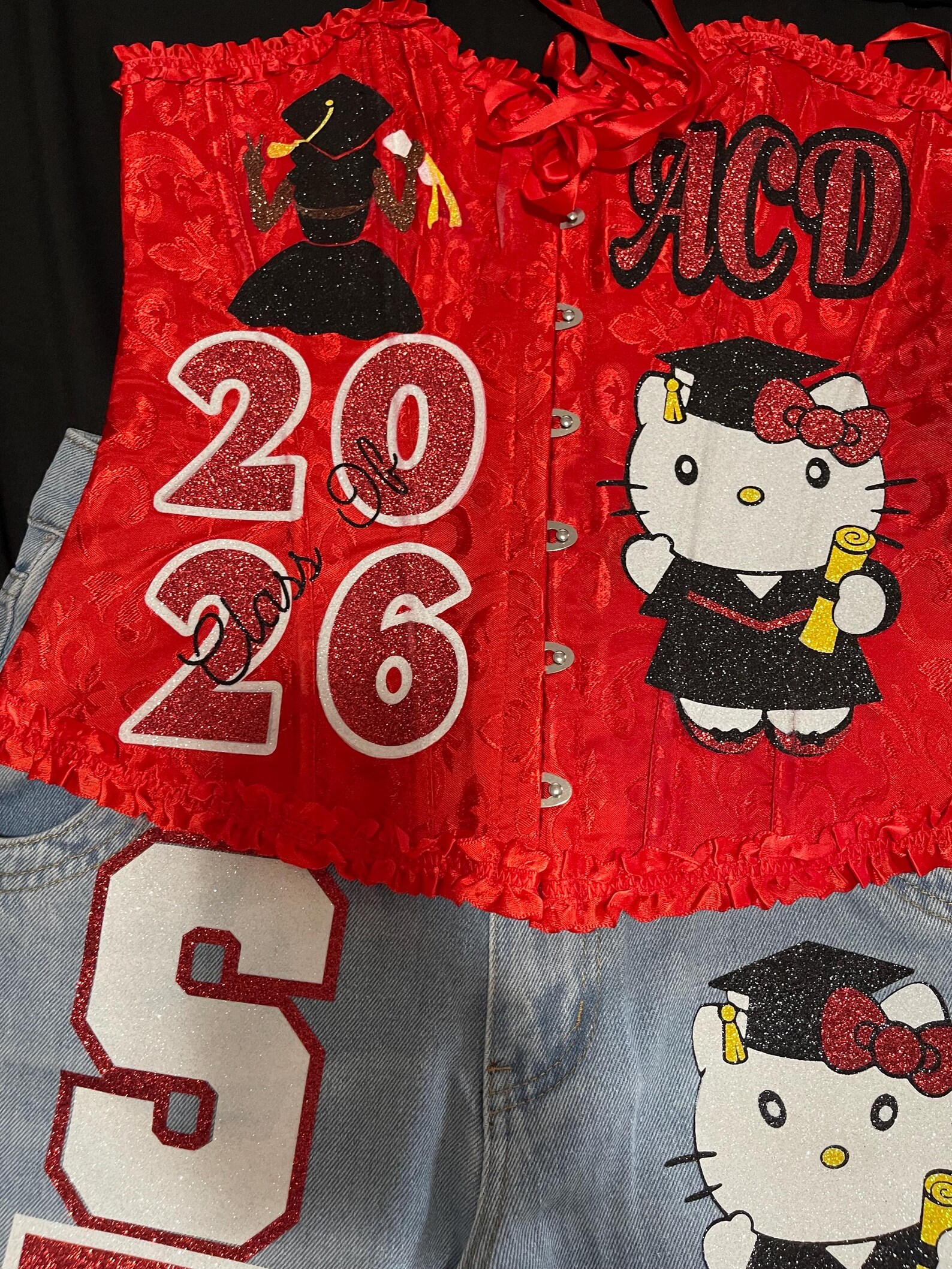 Custom Senior Outfit Set – Personalized Graduation Corset & Jeans ...