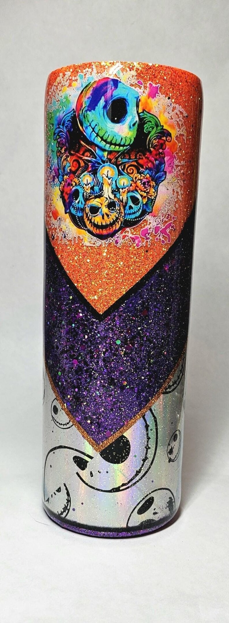 Jack Skellington Neon Tumbler 30oz Halloween Glitter Cup Insulated ...