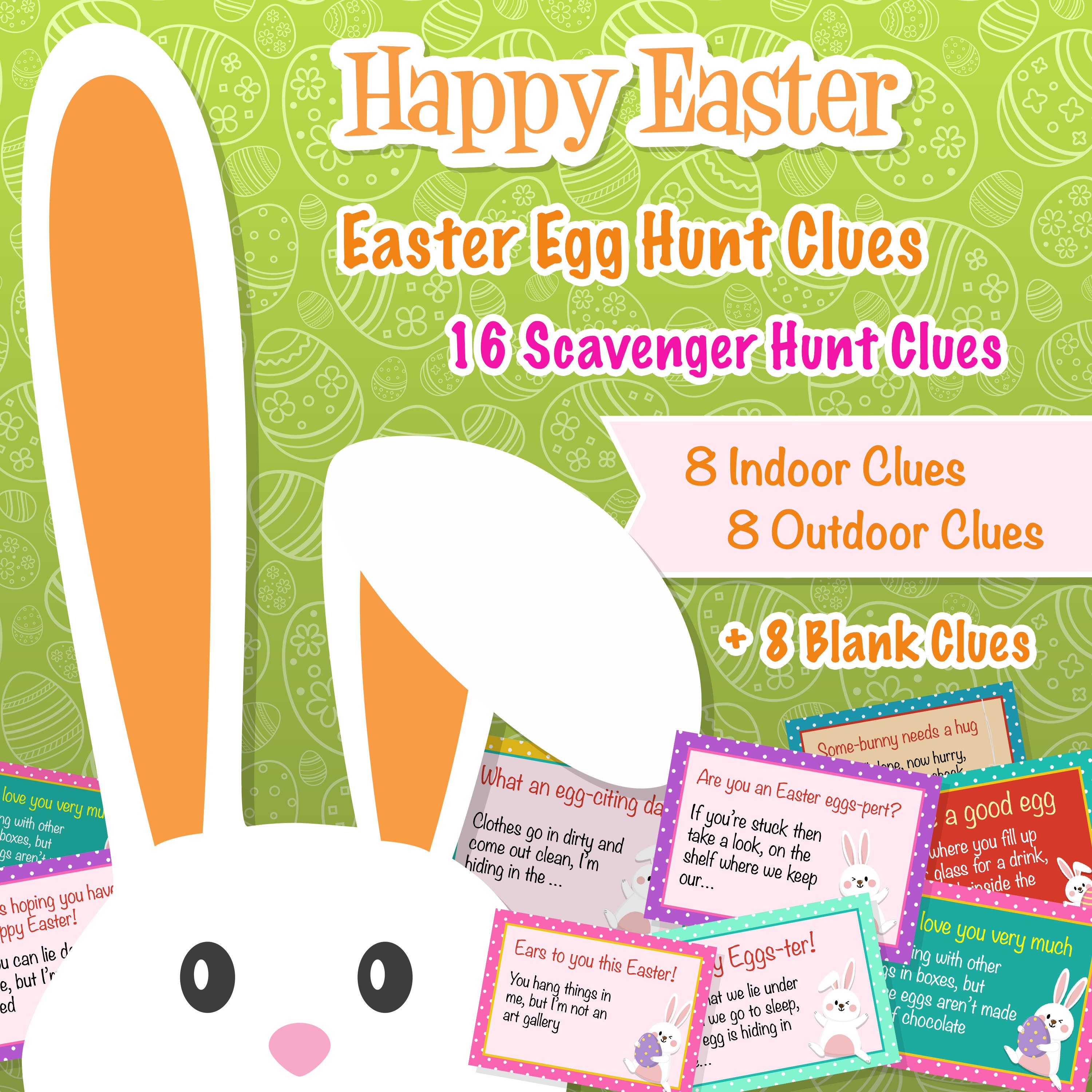 Printable Easter Egg Hunt Kit: 16 Scavenger Clues + Customisable Bonus ...